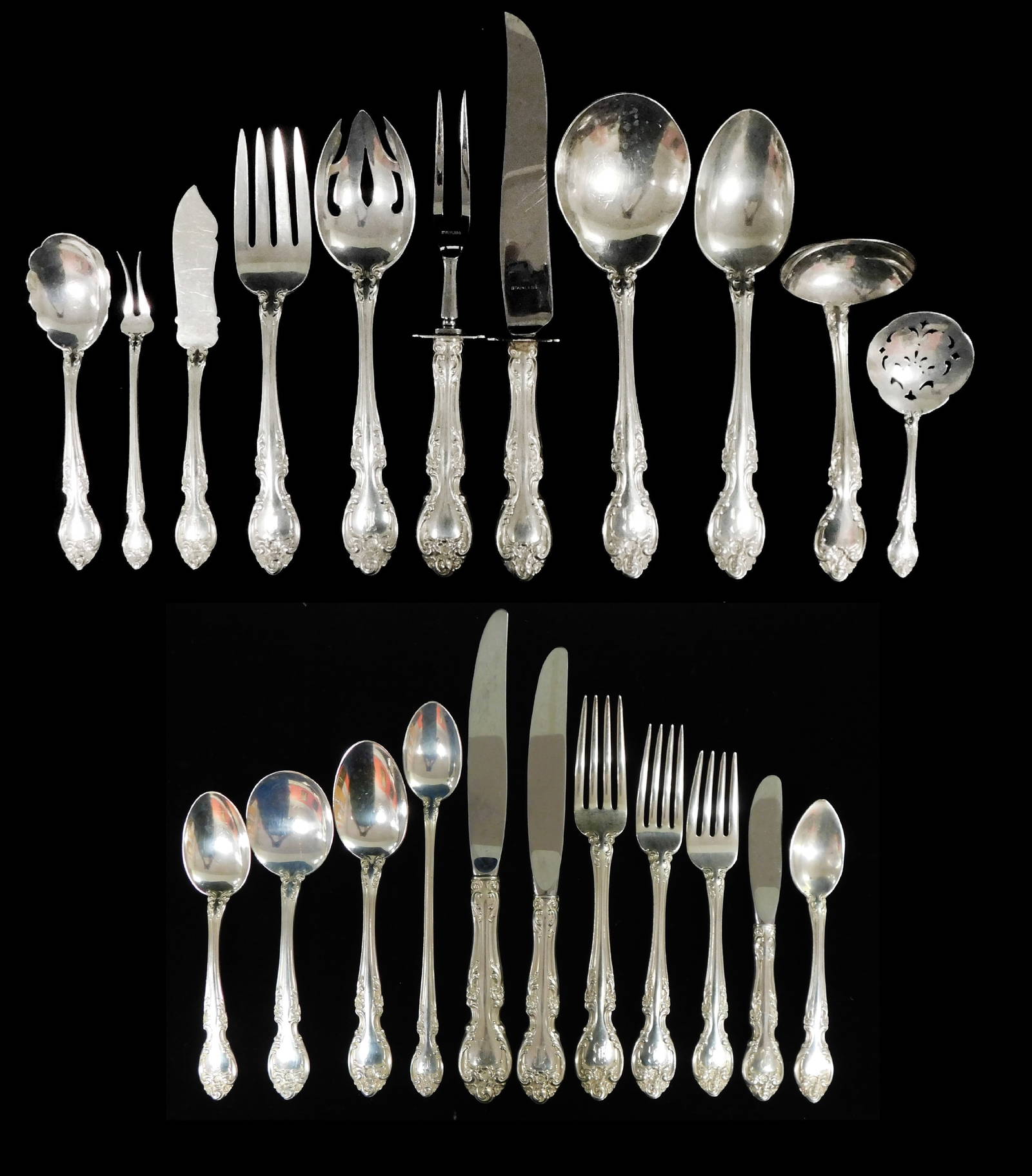 Sterling: Gorham "melrose" Pattern Sterling Silver Flatware Set With ...