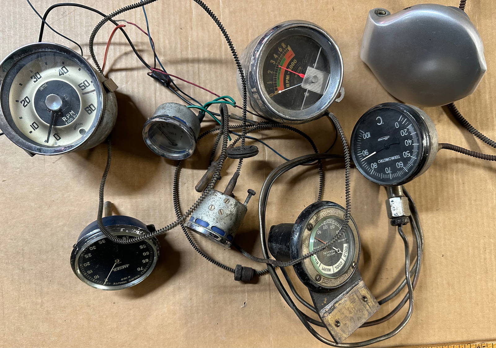 Collection Of Misc Dash Instruments - Jaeger Tachometer, Three ...