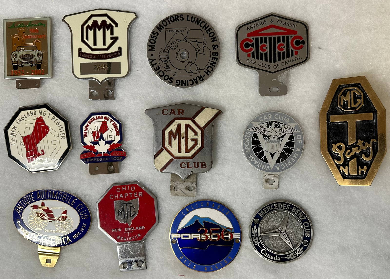 Sports Car Badge Collection, Nine Mg Related Including Al Moss Racing ...