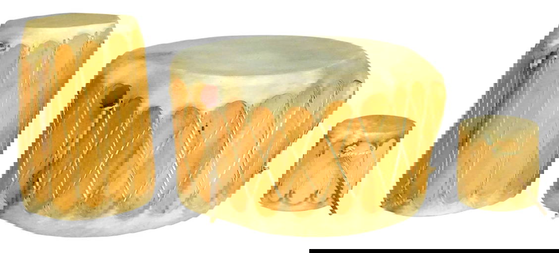 +three Taos Drums, 20th C., Constructed From Tree Trunks And Rawhide ...