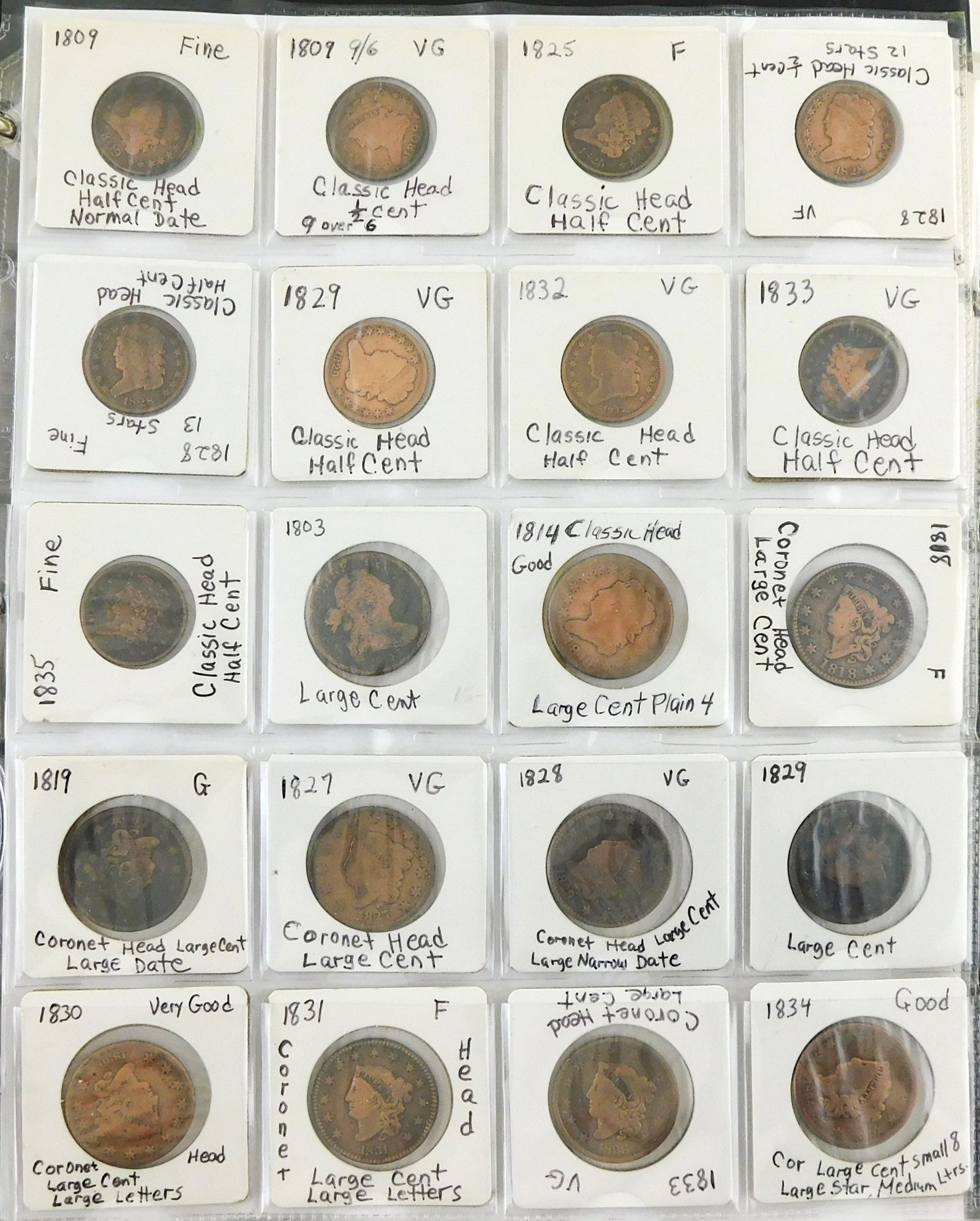Coins: Forty-nine Early Copper Coins, Including Nine Half Cents From ...