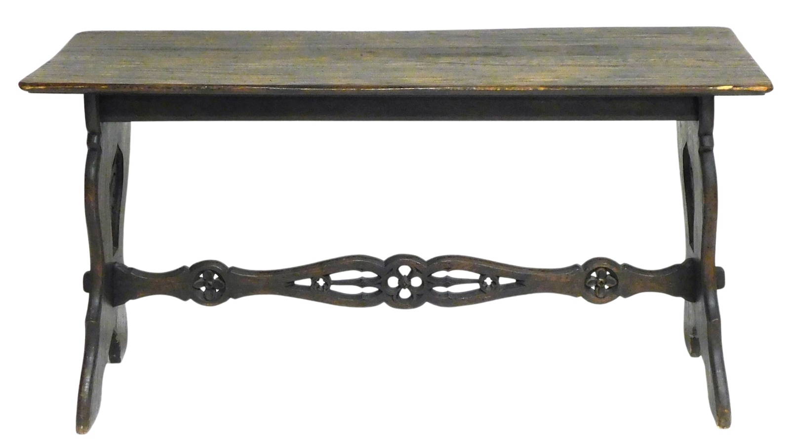 17th C. Style Table, 20th C. Reproduction, Oak, In Dark Finish With ...