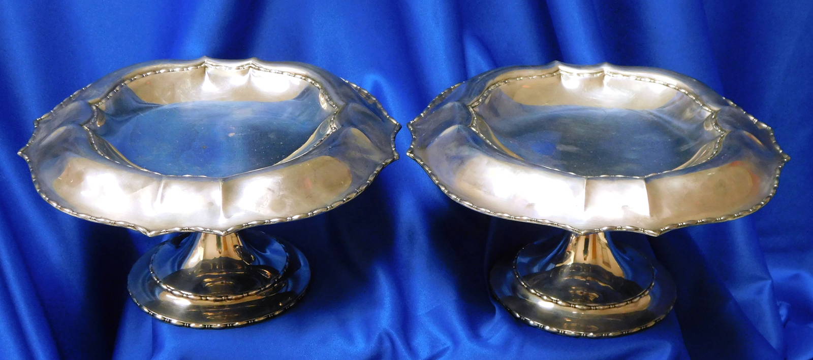 Sterling: Tiffany & Co. Pair Of Sterling Silver Tazzas, C. 1905, Shaped Rim With Raised ...