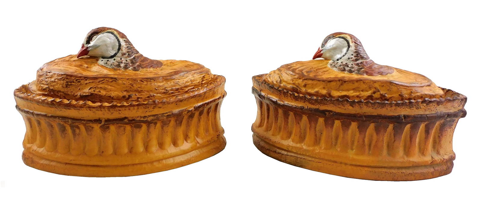 Two French Porcelain Trompe L'oeil Partridge Pate Tureens Made By ...