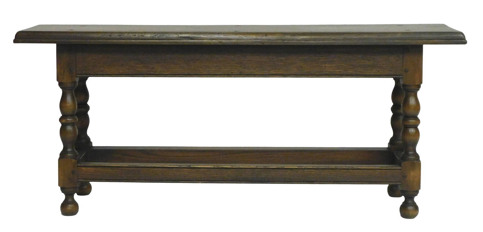 Pilgrim Style Bench, Poplar And Oak With Brown Stain Finish, Oblong ...