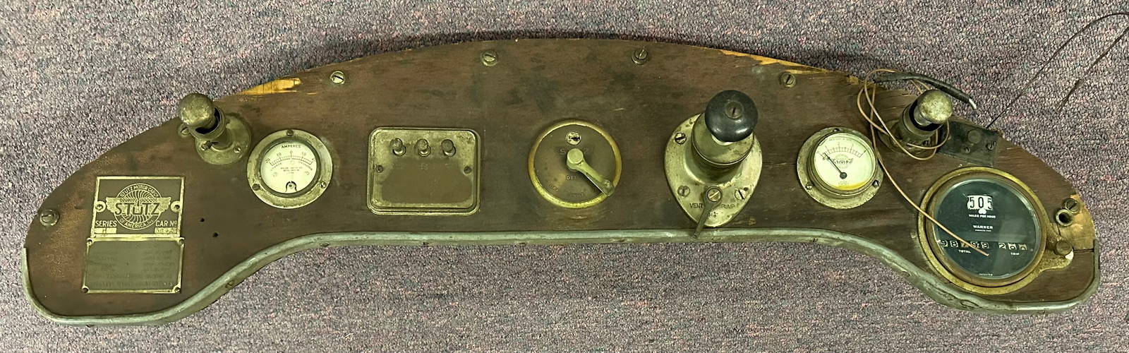 Original Dash Panel From A 1920 Model H Four Cylinder Stutz, Complete ...