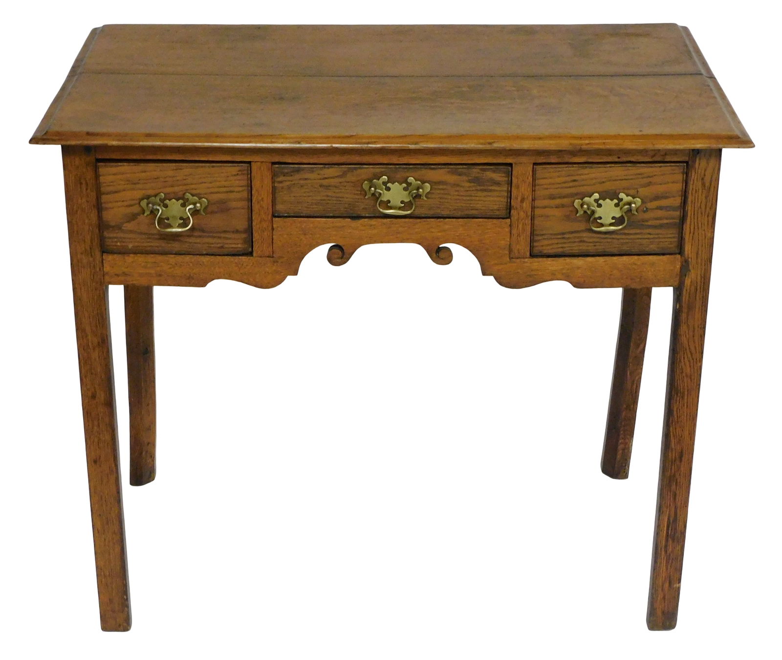 English Dressing Table, 18th C., Oak, Chippendale, Two Board Top With ...