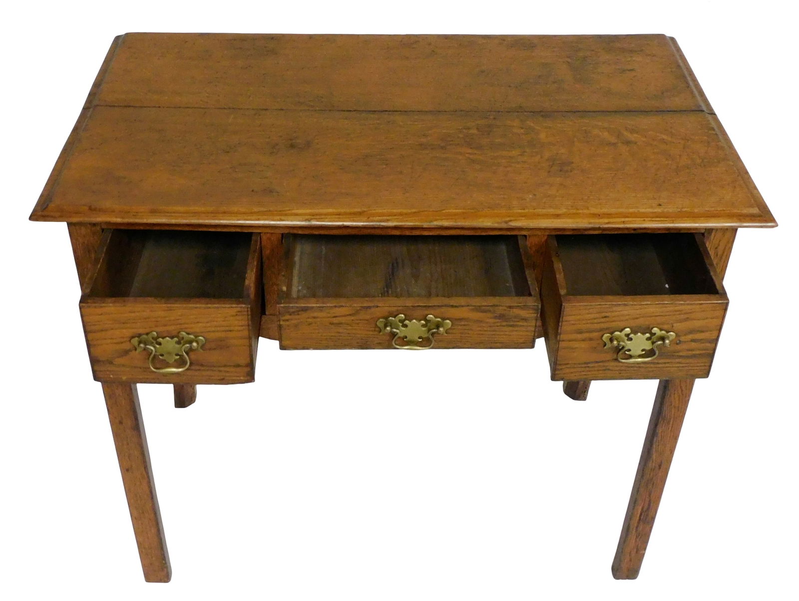 English Dressing Table, 18th C., Oak, Chippendale, Two Board Top With ...