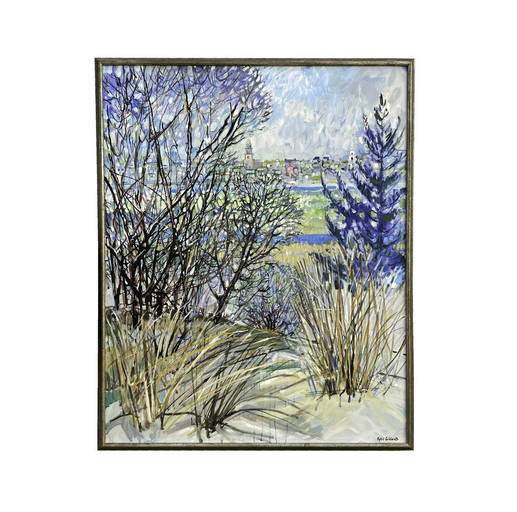 Large Painting With Nantucket Town By Sybil Goldsmith