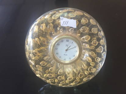 Amber Murano Glass Desk Clock