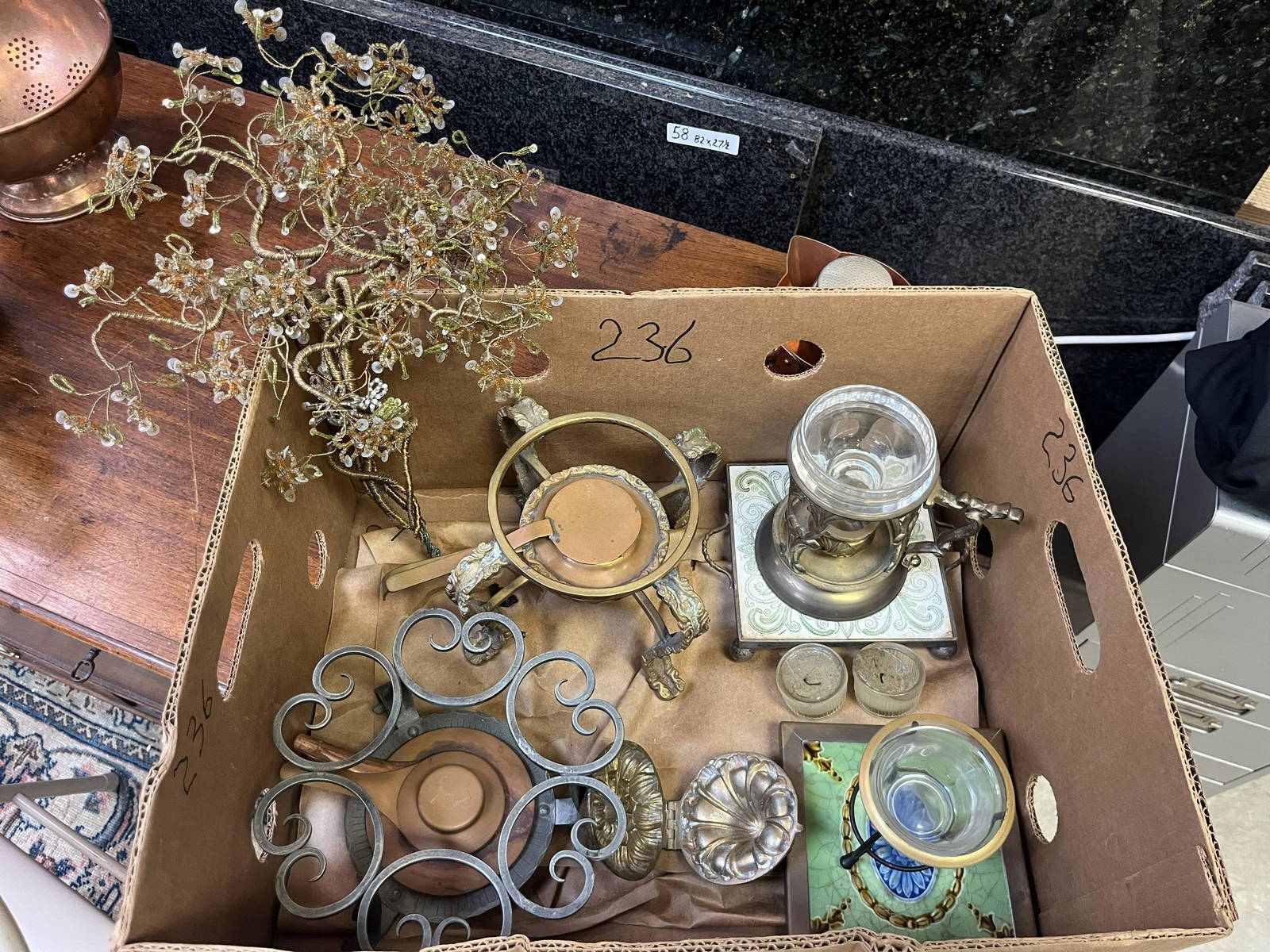 Box Lot, (warmers-trivets-brass Tree Plus) Auction