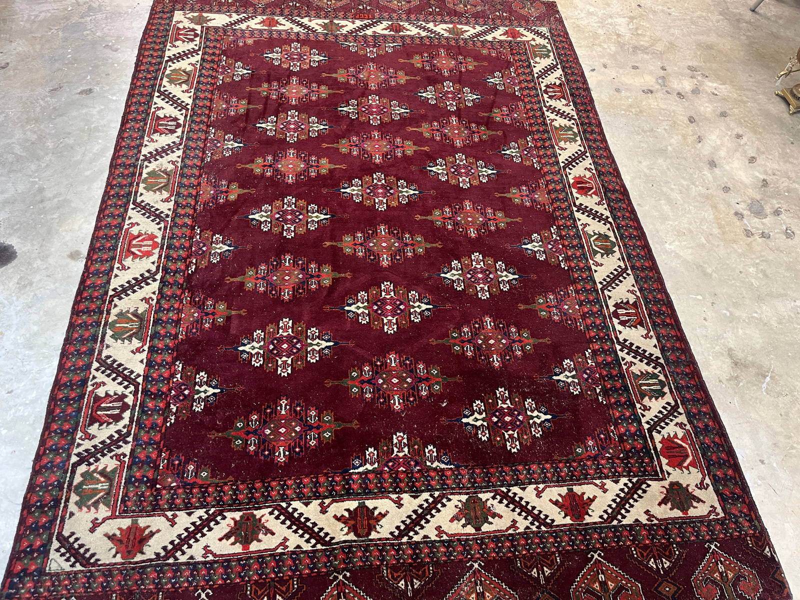 Turkish Maroon Area Rug, 9x6 Auction