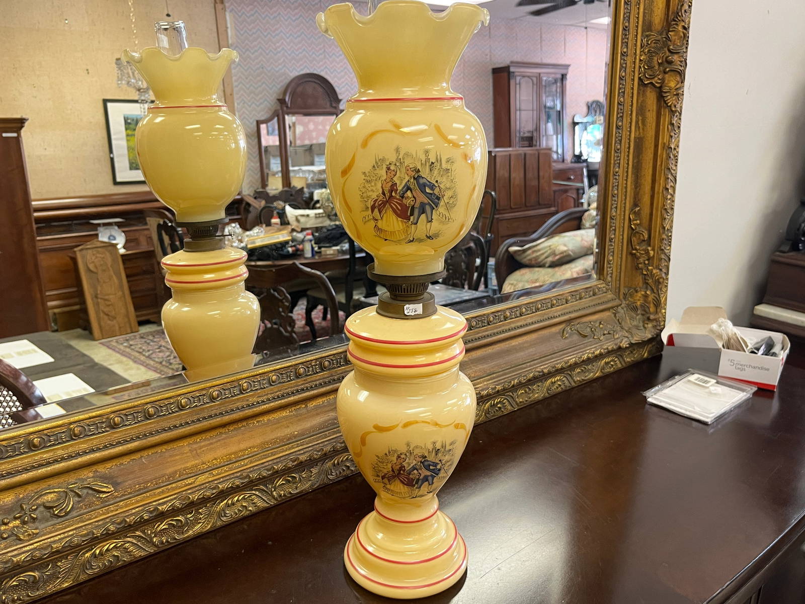 Napoleon Yellow Opaline Oil Lamp Auction