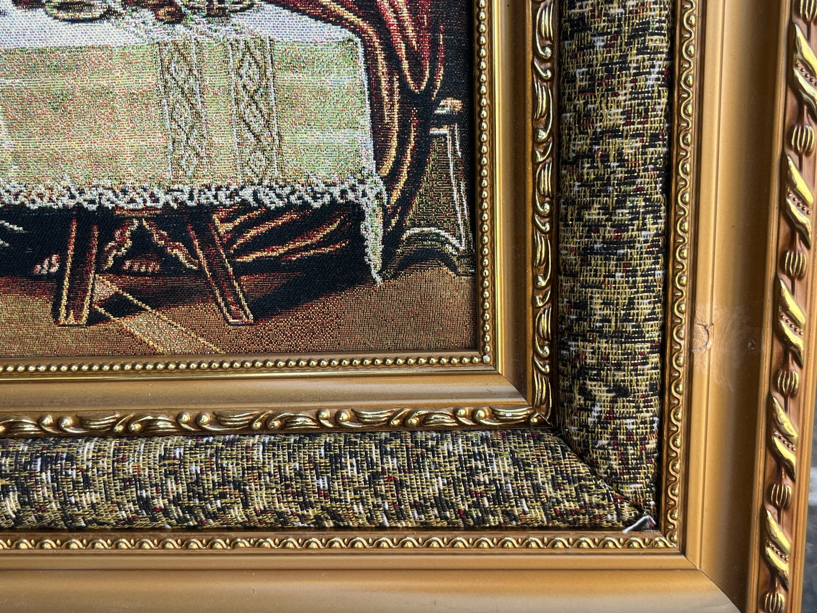 Framed Textile Depiction Of “the Last Supper” Auction