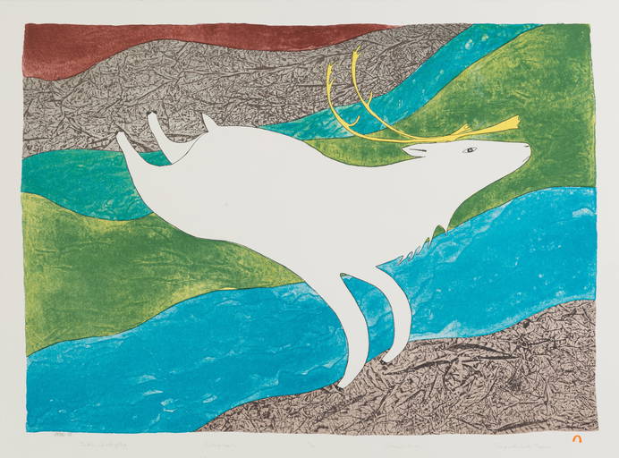 Ningiukulu Teevee, Inuit, Tuktu Qakuqtaq (white Caribou), 2010 #25
