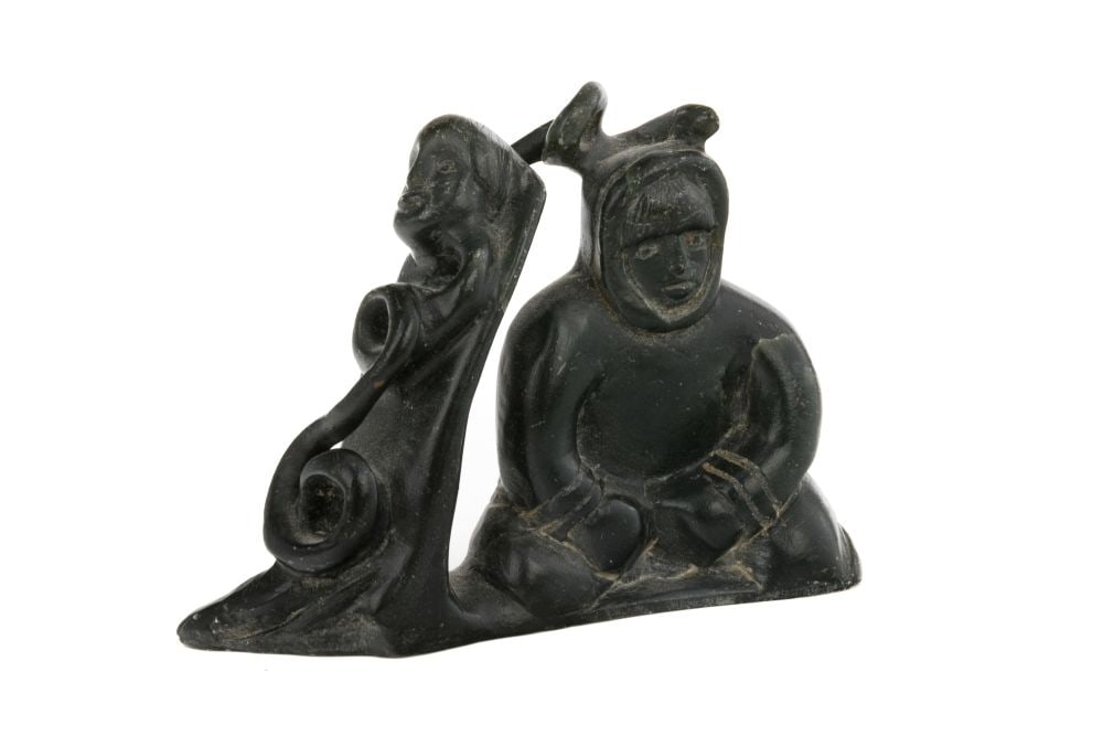 Davidialuk Alasua Amittu, Inuit, Man With Northern Lights, Mid-late 1960s Auction