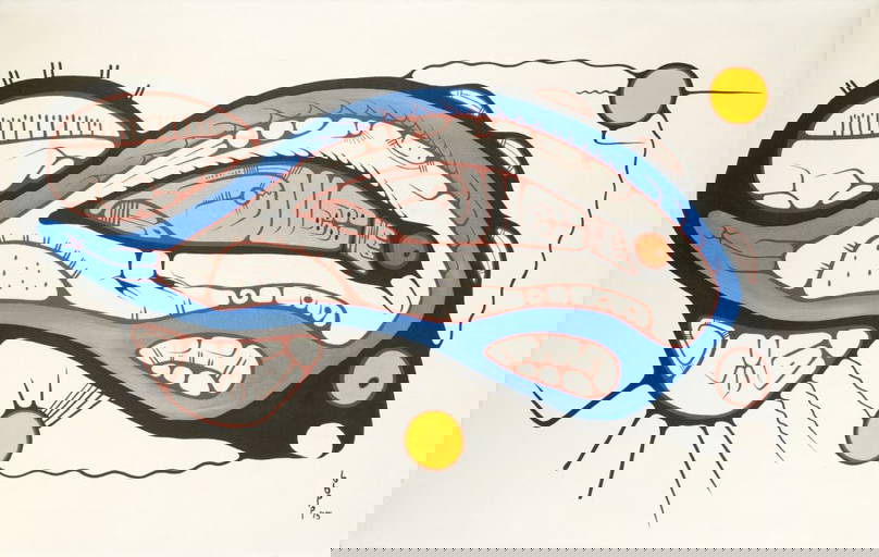 Roy Thomas, Anishinaabe (ojibwe), Bird And Fish, 1975