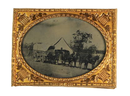 [civil War]. Quarter Plate Tintype Featuring A Union Cavalryman With ...