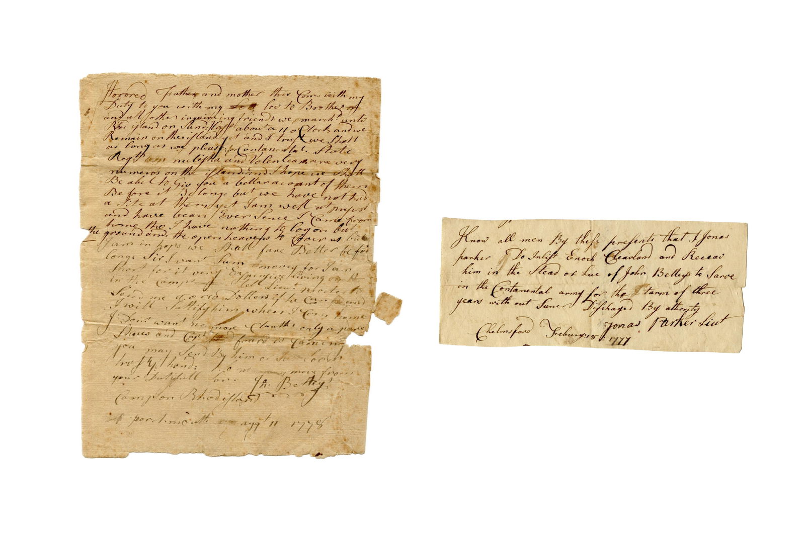 Revolutionary War Letter & Enlistment Document Auction