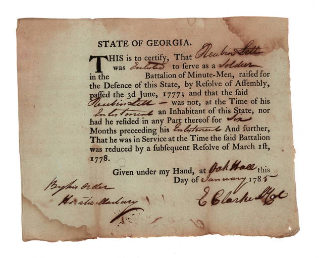 Revolutionary War Era Enlistment Document (georgia)