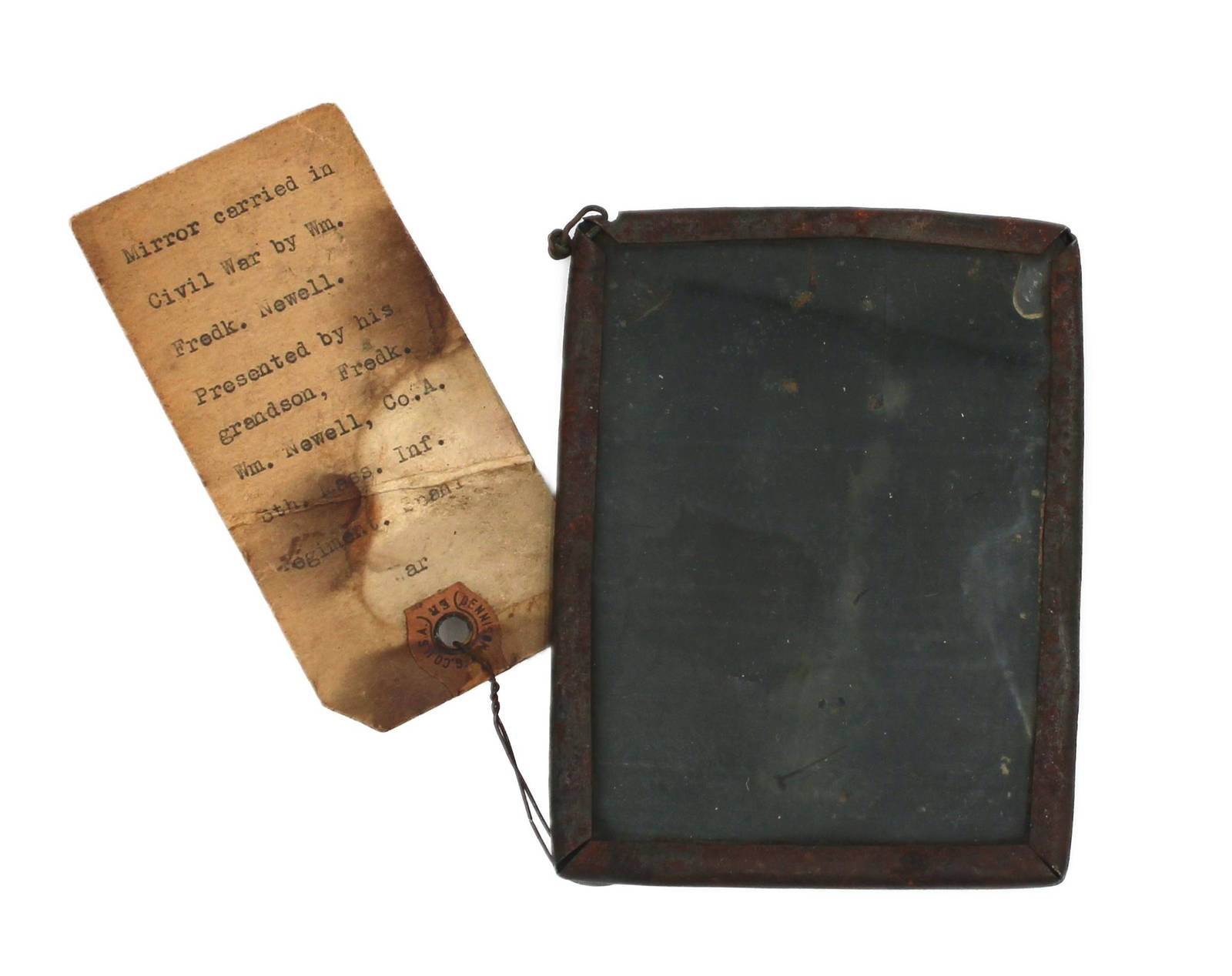 [civil War] Mirror Used By Soldier W/ Tag Auction