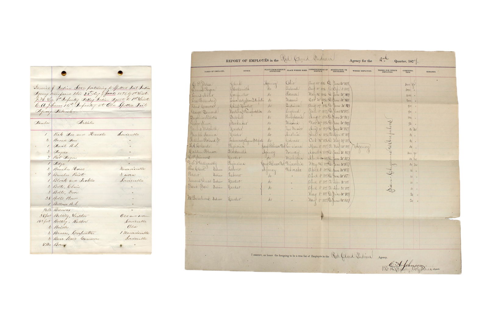 [native American] Rare Indian Agent Documents