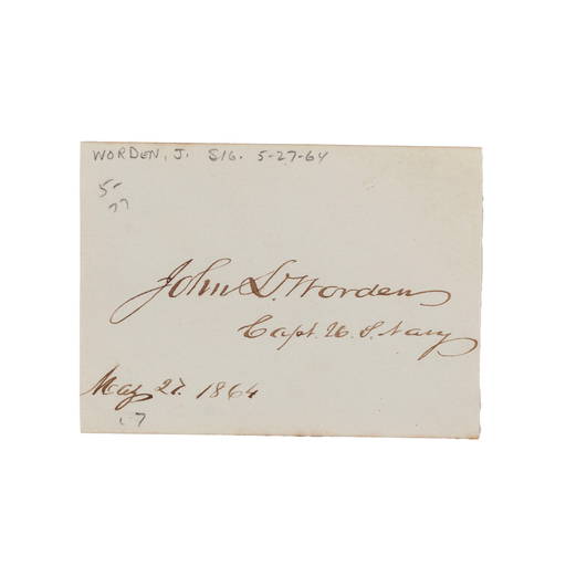 [civil War]. Uss Monitor Captain John Lorimer Worden Wartime Clipped ...