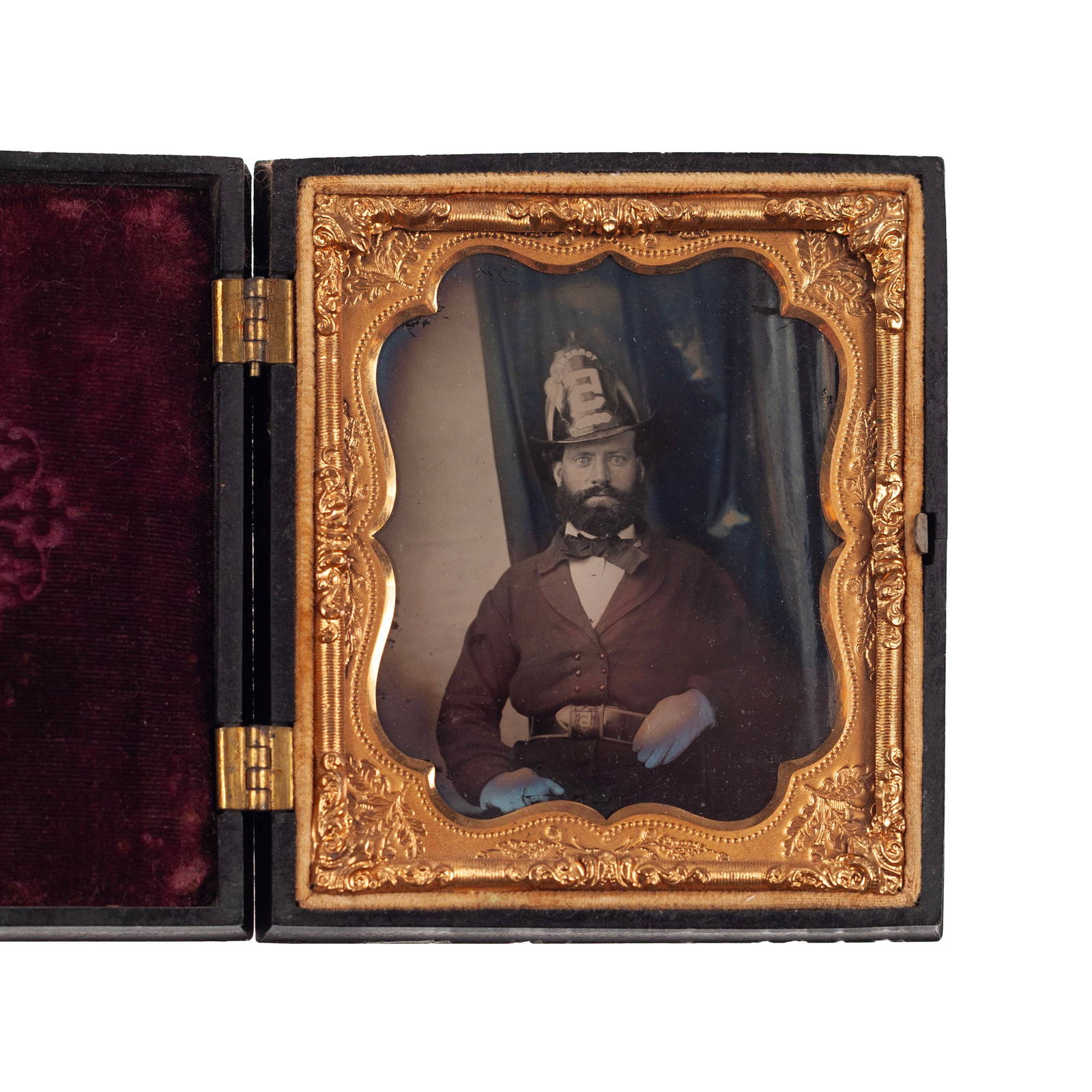 Incredible Sixth Plate Hand-tinted Ambrotype Of A Firefighter Auction