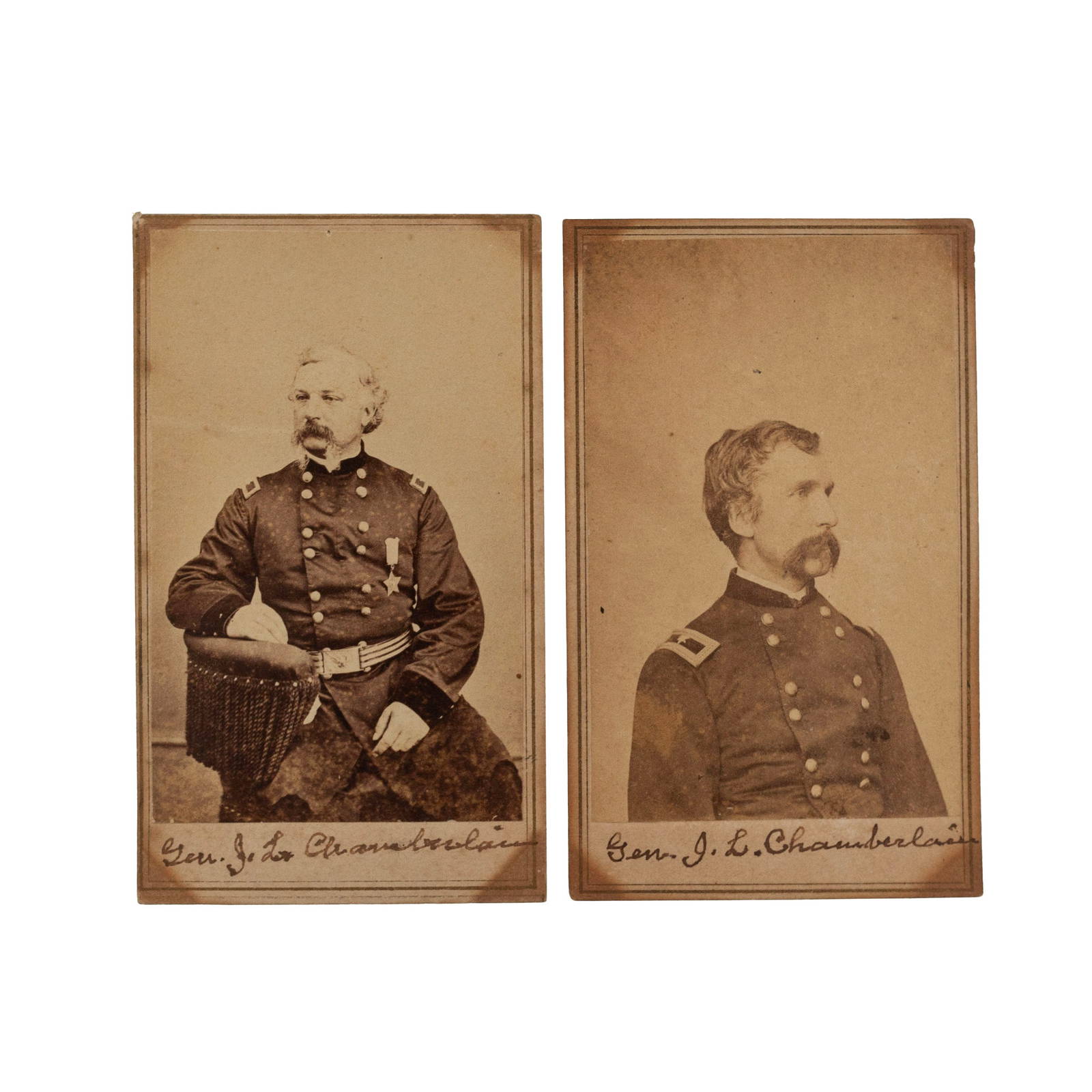 [civil War]. 2 Cdvs Of General Joshua Chamberlain, Medal Of Honor ...