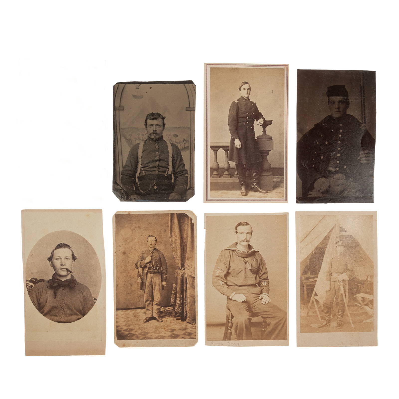 [civil War]. 7 Tintypes & Cdvs Of Union Officers, Soldiers And Sailors ...