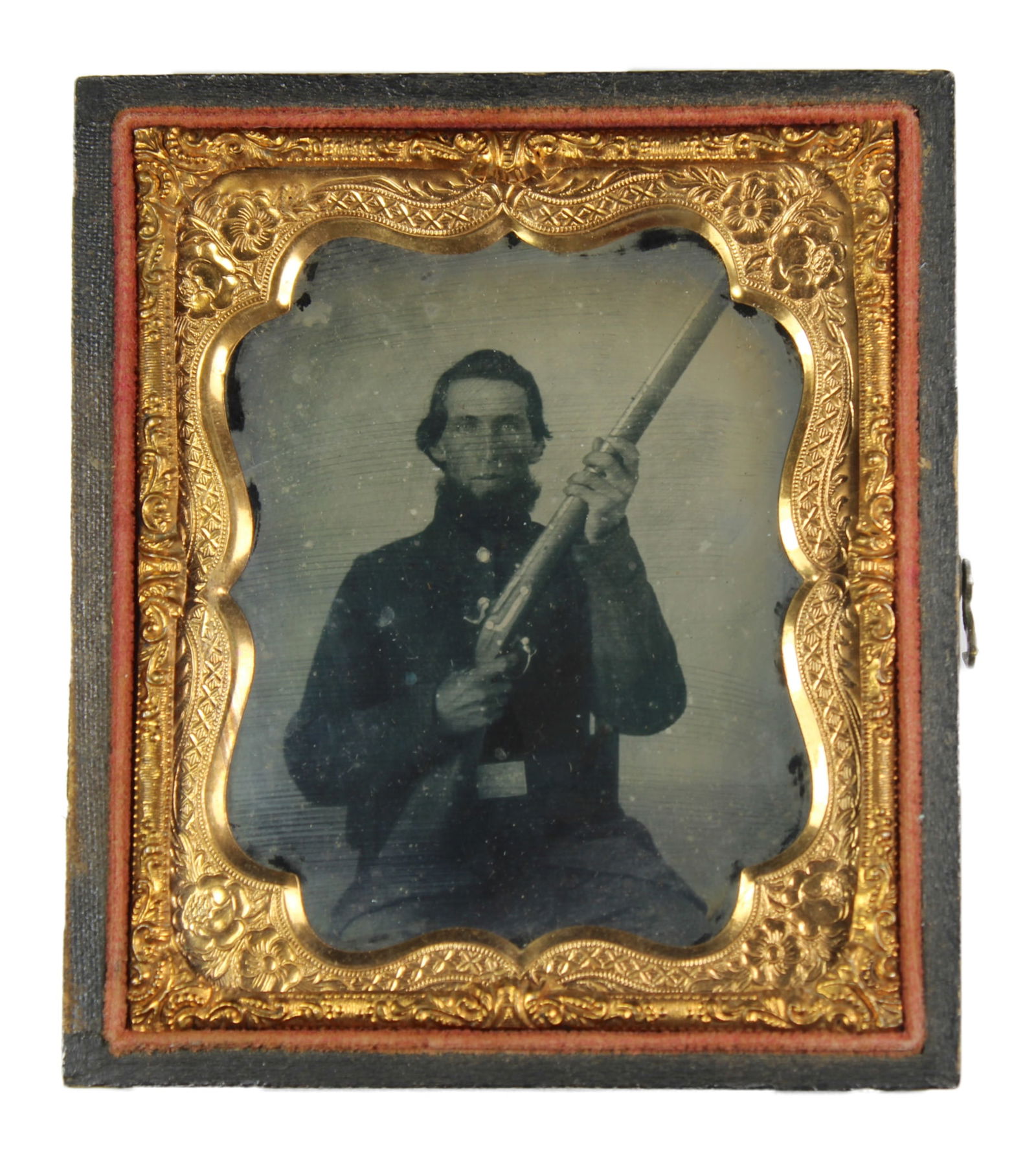[ambrotype] Seated Soldier W/ Rifle Auction