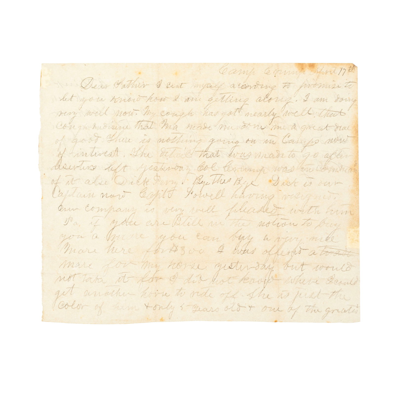 [civil War] 2nd Texas Cav. 1864 Als Auction