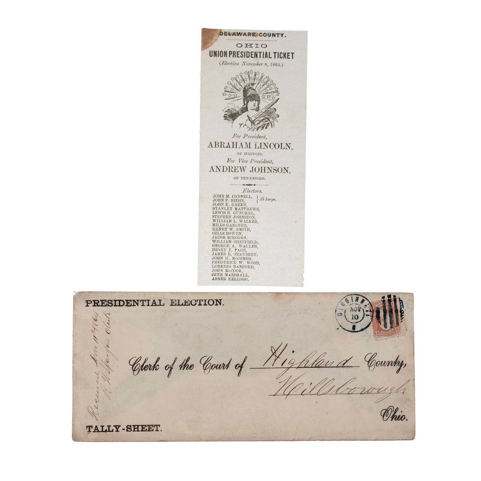 Lincoln 1864 Presidential Ballot & Tally Sheet Envelope Auction