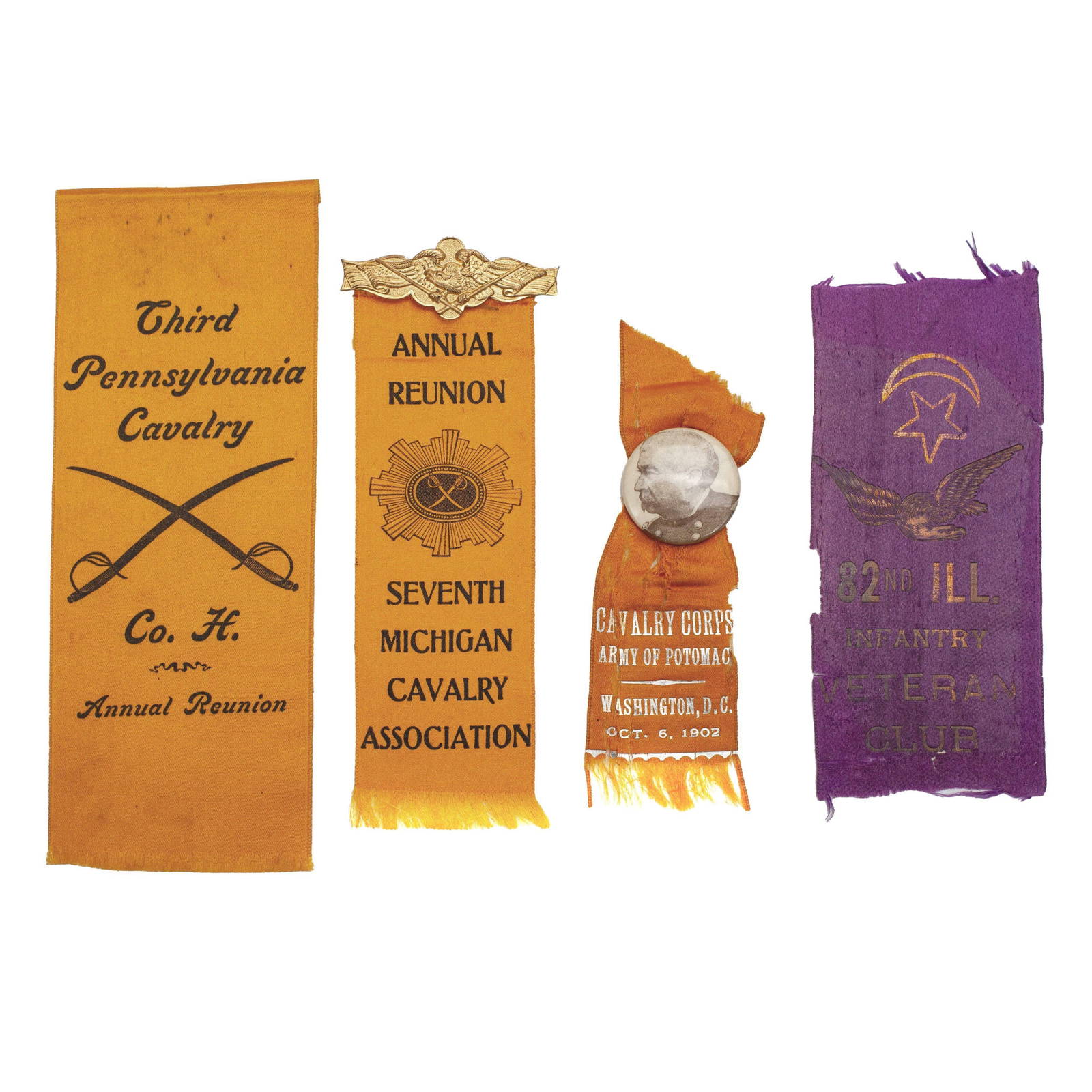 [civil War] Veteran Ribbons Incl. 7th Michigan Cavalry Auction