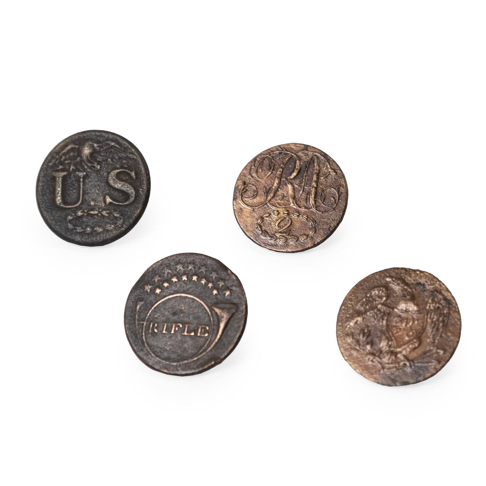 C. 1820s Us Military Buttons Incl. Artillery & Rifle Regiments Auction