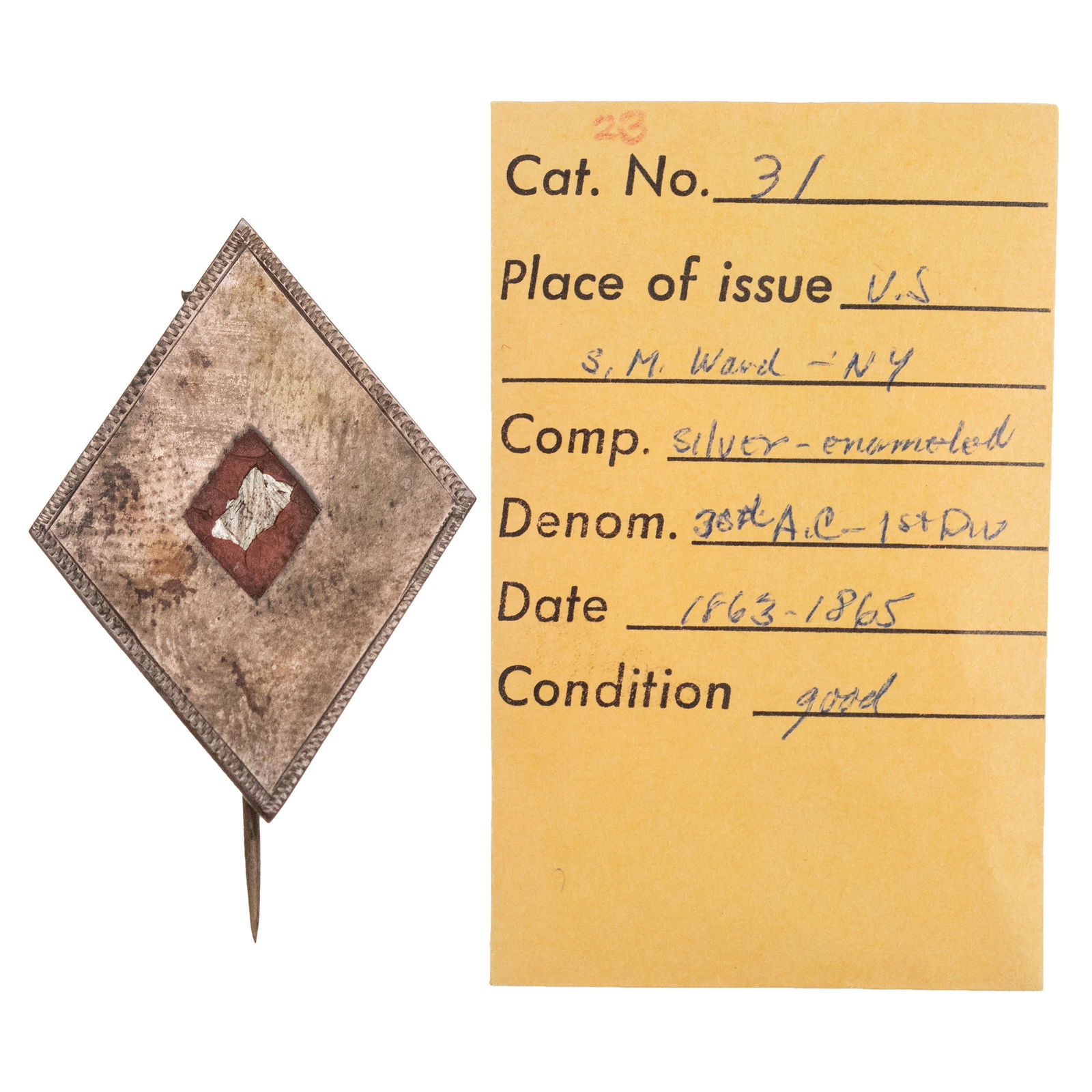 [civil War] 3rd A.c. 1st Div Corps Badge Auction