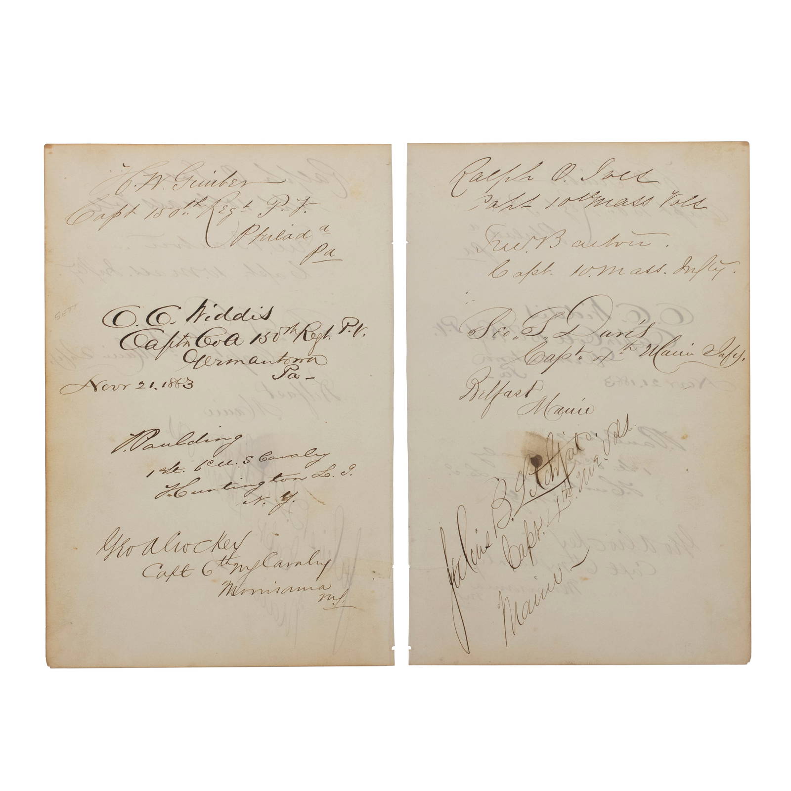 [civil War] Libby Prison Signed Page By 4 Officers Captured At Gettysburg Auction