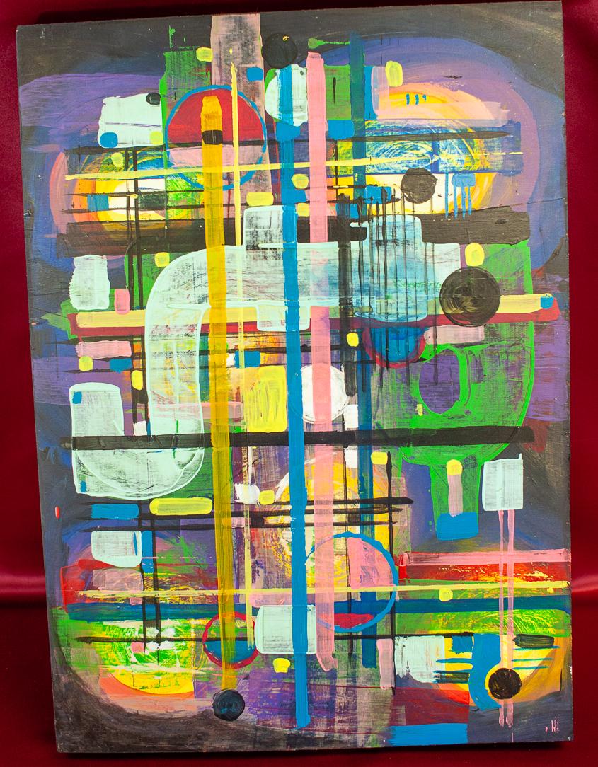 Pair 1970's Abstract Oil Paintings