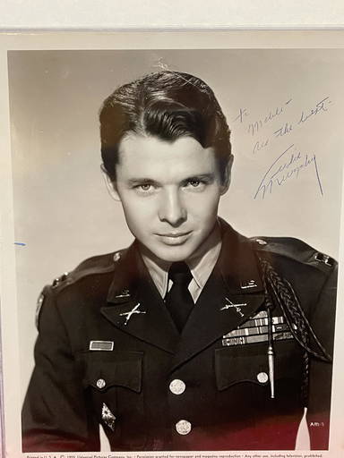 Wwii Moh Audie Murphy Autographed Photo In Uniform