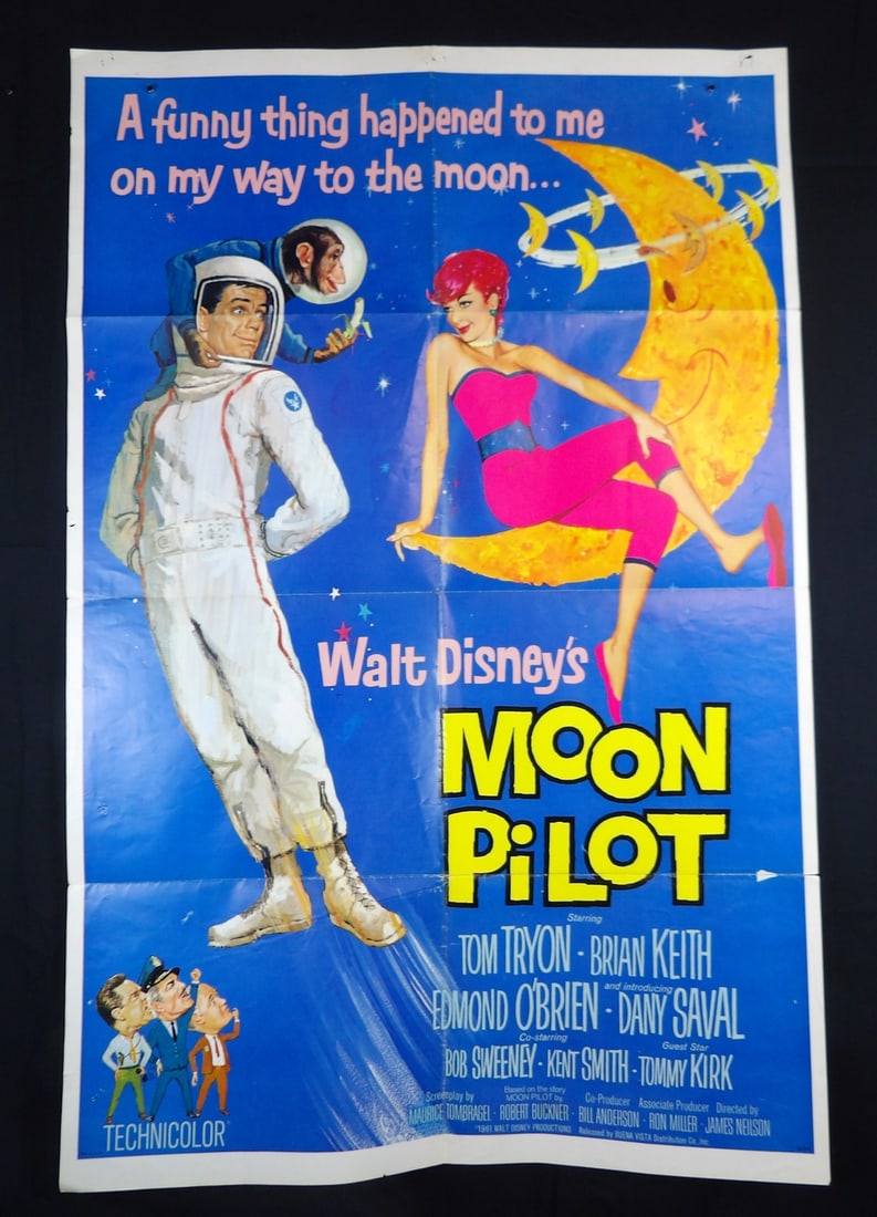 1961 Walt Disney Moon Pilot Movie Poster Starring Tom Tryon