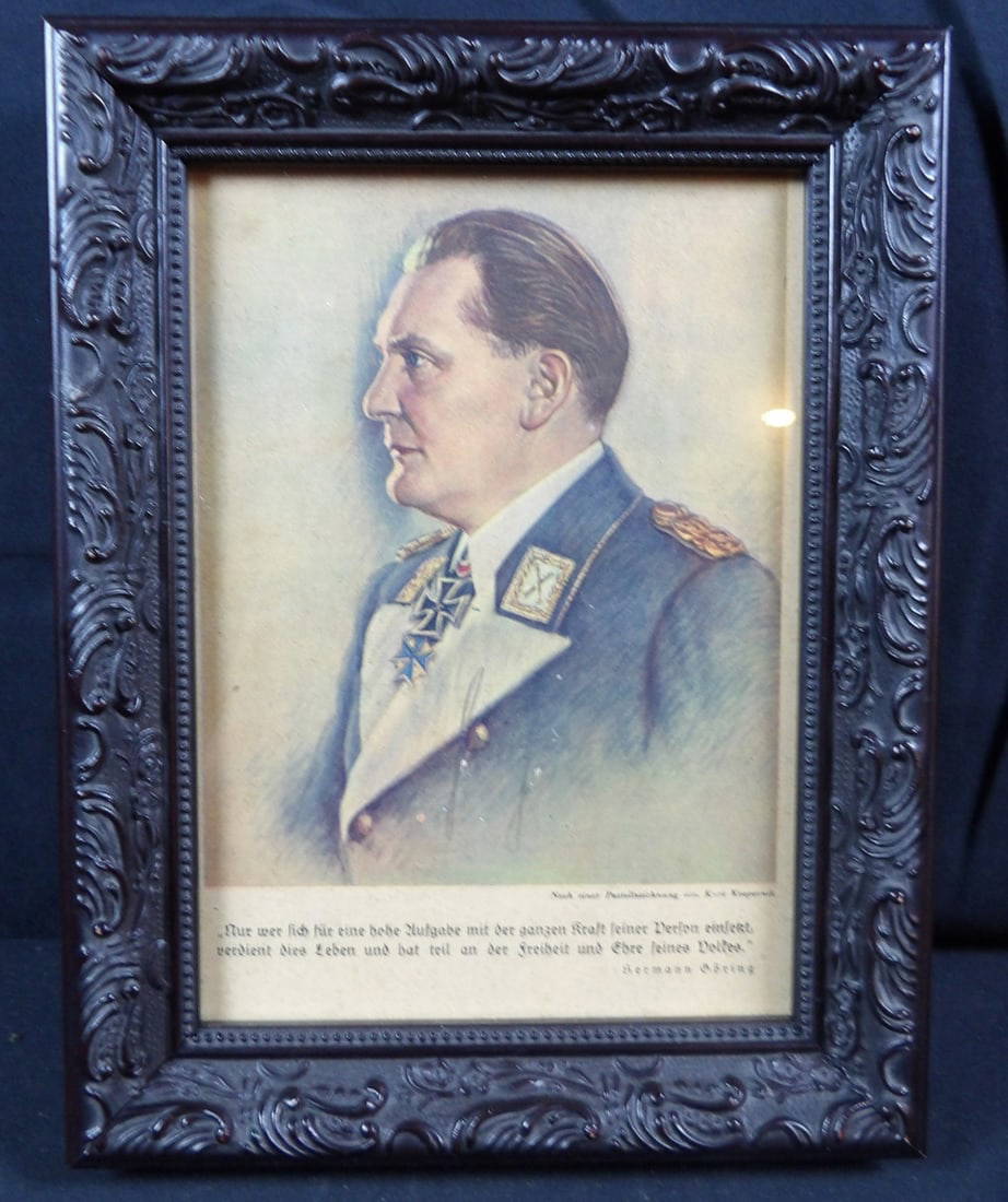 Original Ww2 Wwii Herman Goering Signed Print Auction