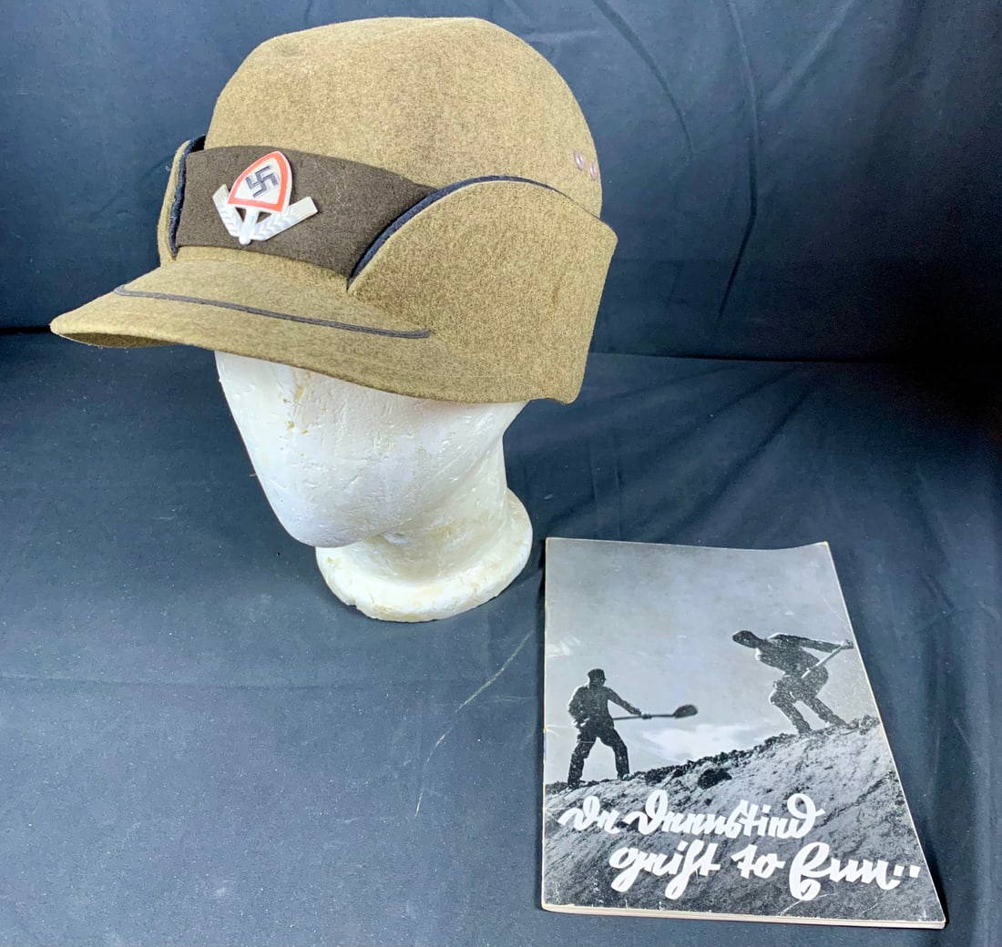 Ww2 Wwii German Rad Officers Robin Hood Cap With Book Auction