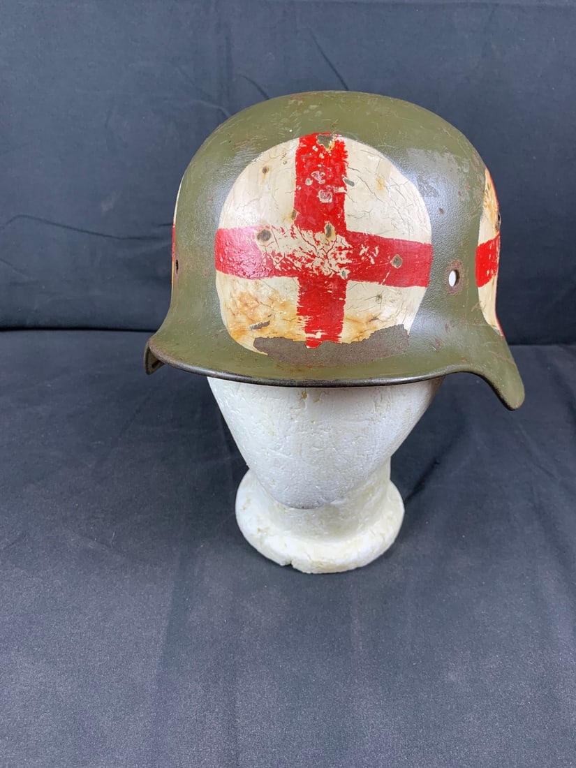 German M35 Painted Combat Medic Helmet Auction
