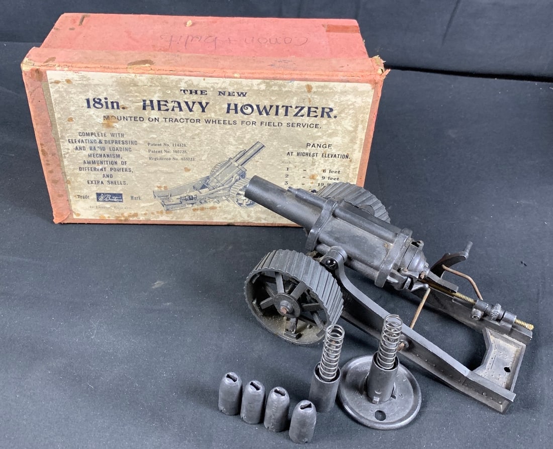 Vintage Britains Toy 18" Heavy Howitzer Field Gun And Box Auction