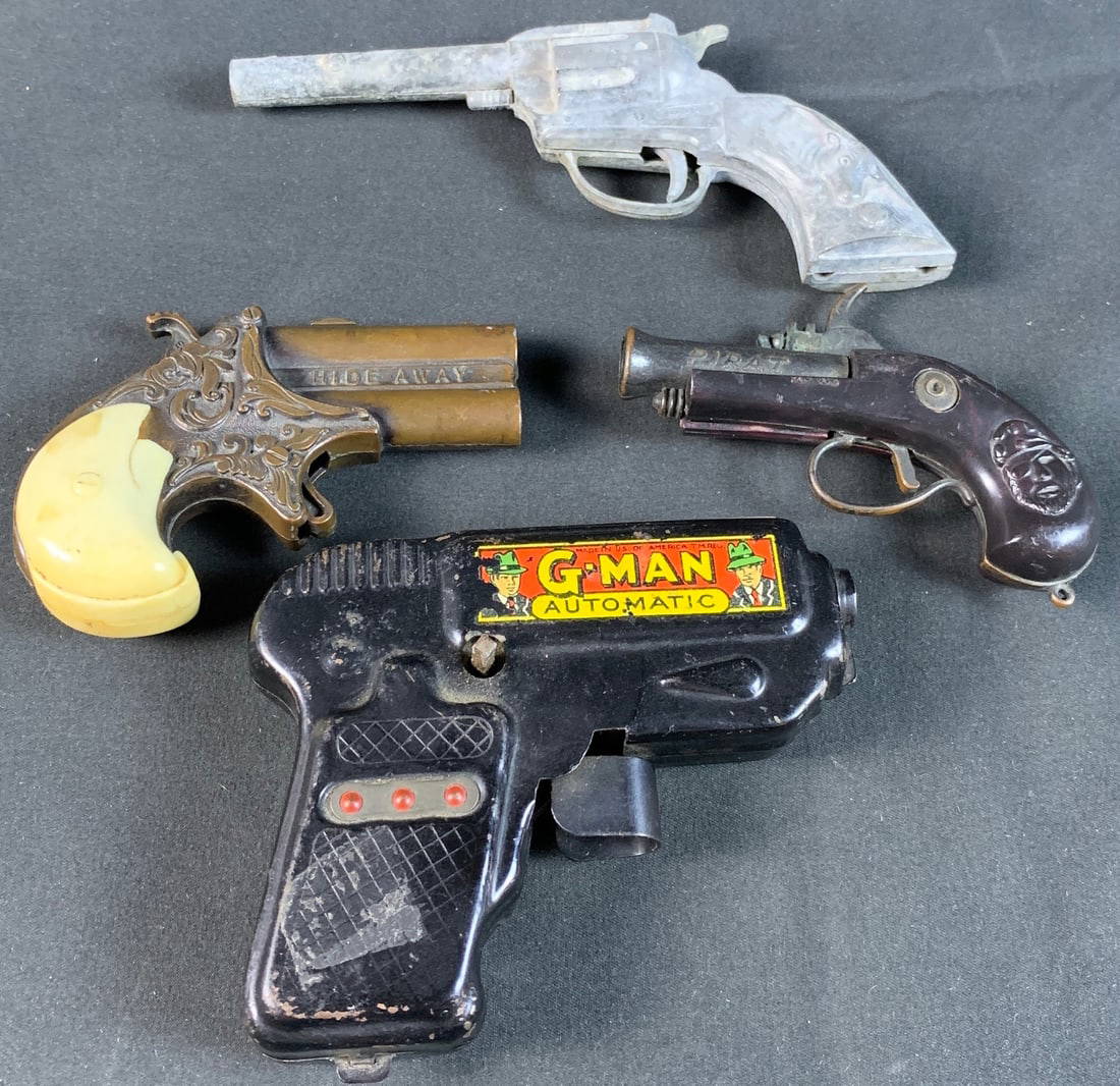 Mixed Lot Of Vintage Toy Cap Guns And Sparking Gun Auction
