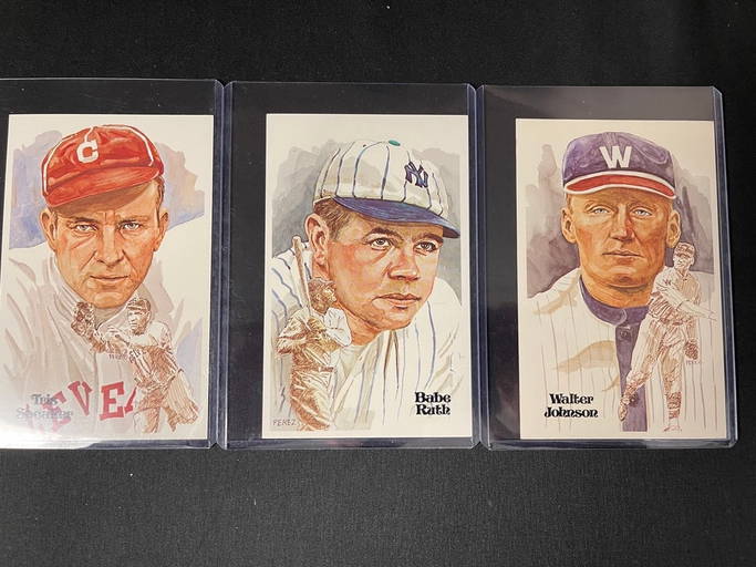 (3) Perez Steele Hof Tris Speaker Babe Ruth Walter Johnson