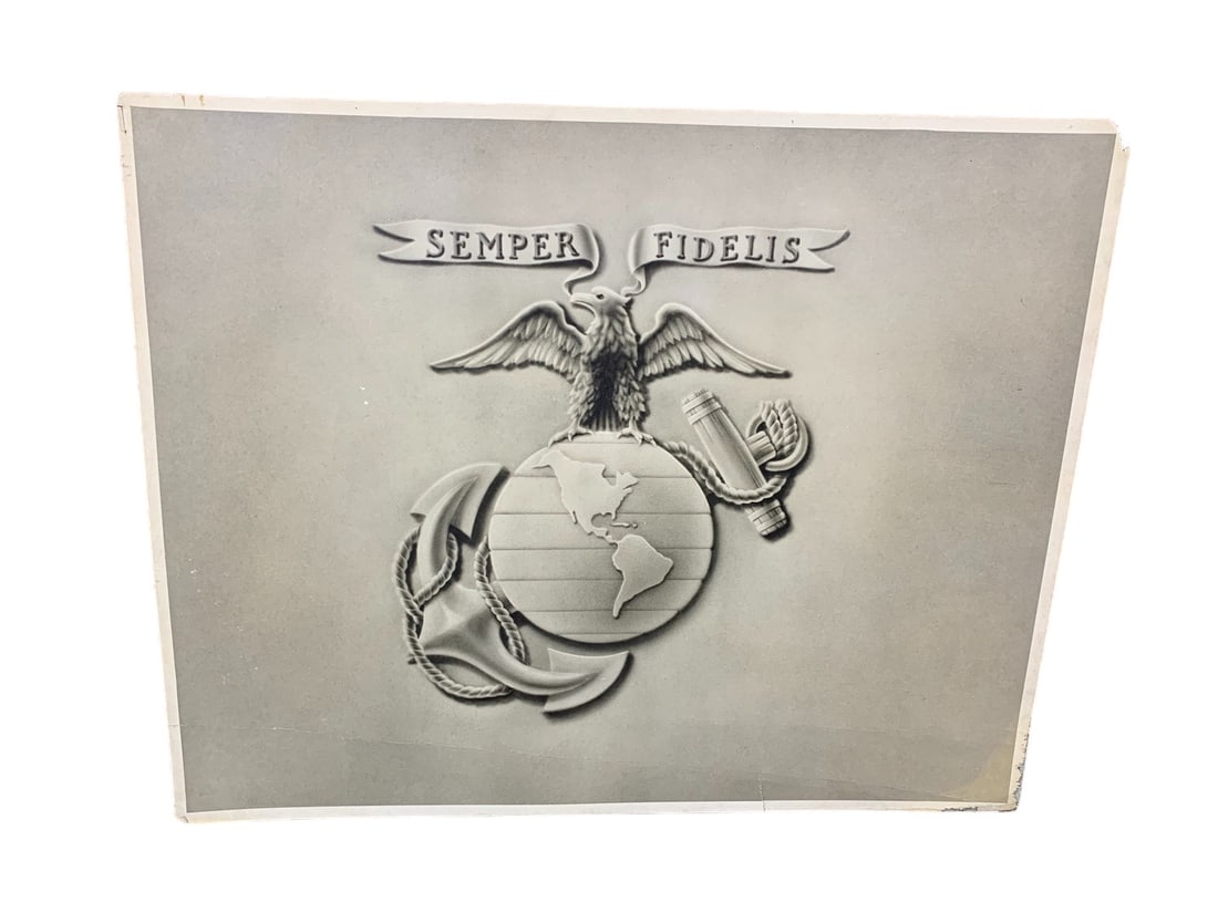 Original Ww2 Wwii Usmc Production Movie Title Art Panel. Auction