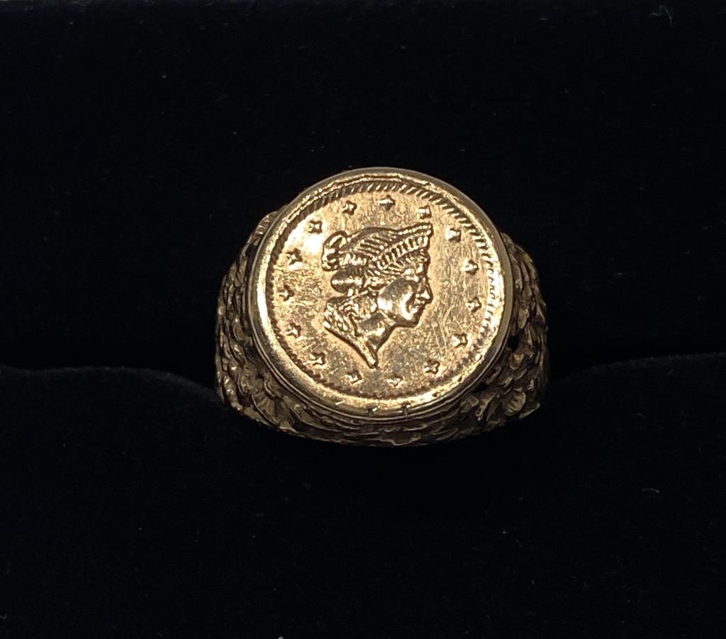 9ct Gold 1 Tallar Coin Republic Of Camala 1853 Coin