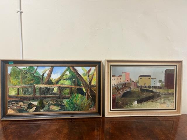 Two Oil On Canvas Signed Ambrose, One Dated 1976. (largest 86 Cm W X 50 ...