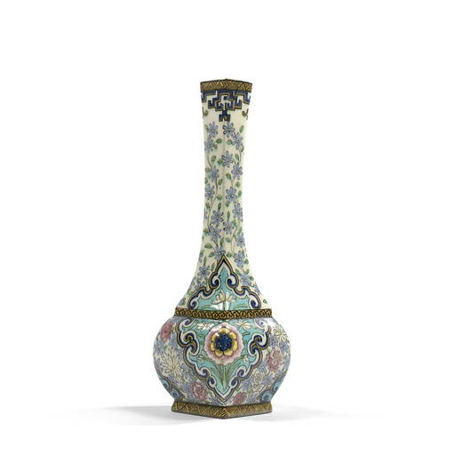 Theodore DECK (1823-1891) Vase soliflore en faïence à corps ...